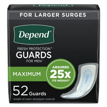 Depend Guards for Men, Maximum Absorbency Incontinence Pads, 52 Ct, 2 ...