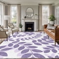 Farm Plant Leaf Washable Area Rug 5x7 Lavender Purple Branch Leaves ...