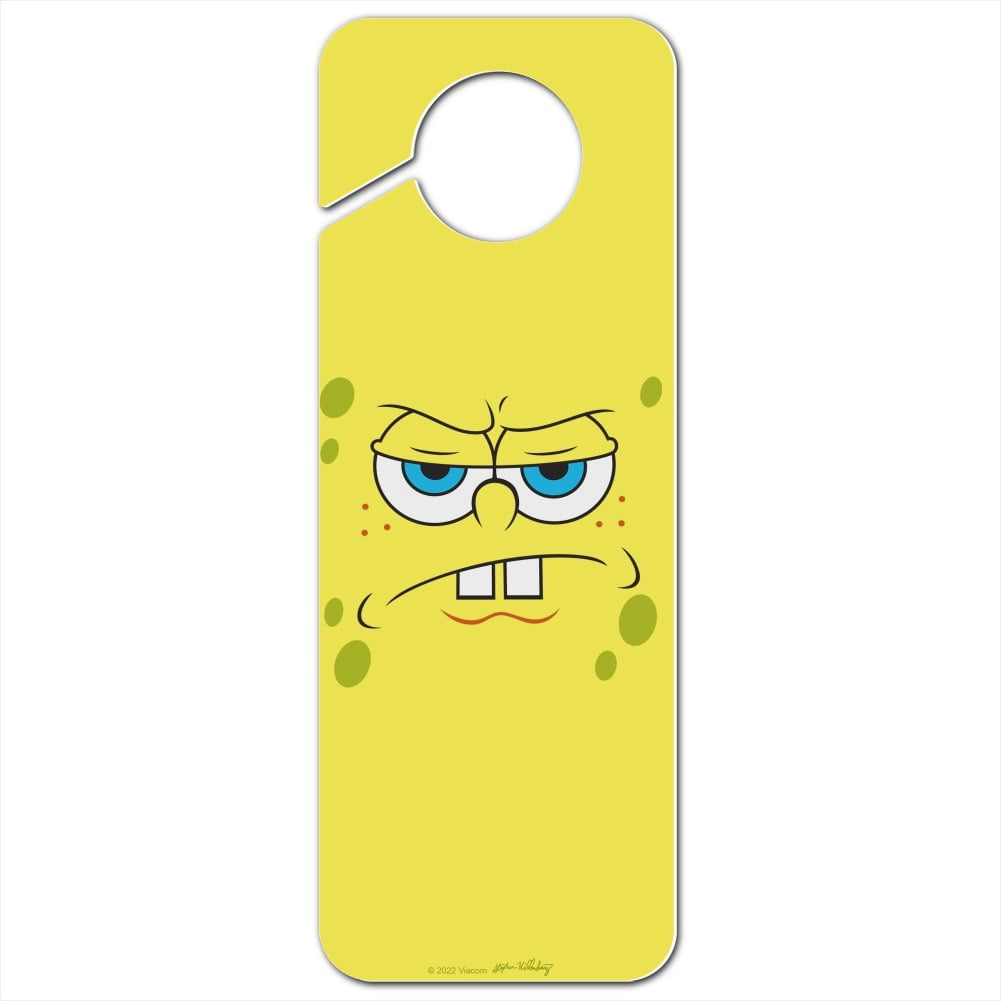 SpongeBob Angry Face Plastic Door Knob Hanger Sign - Walmart.com