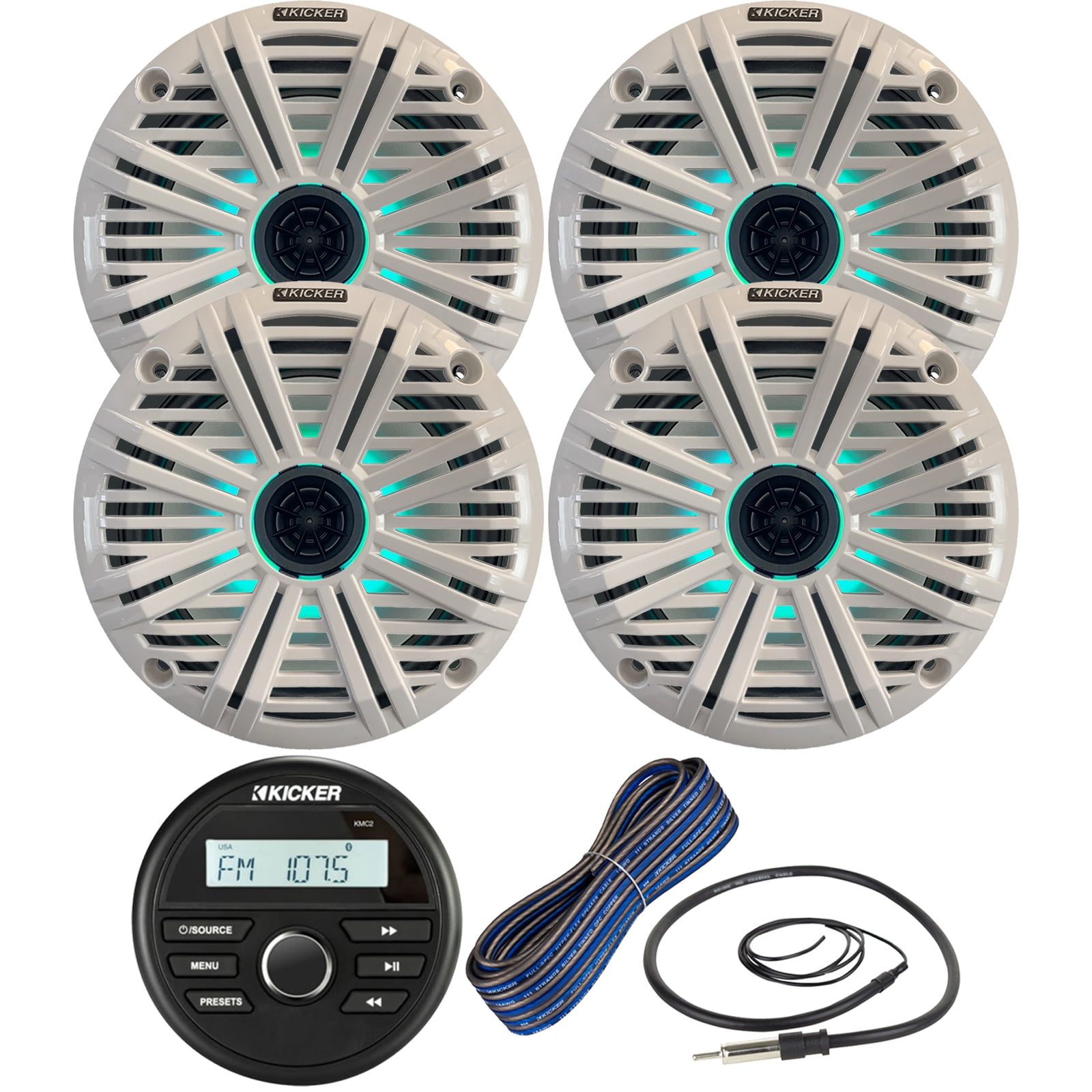 Kicker Weather-Resistant Gauge Style Bluetooth Marine Digital Media ...