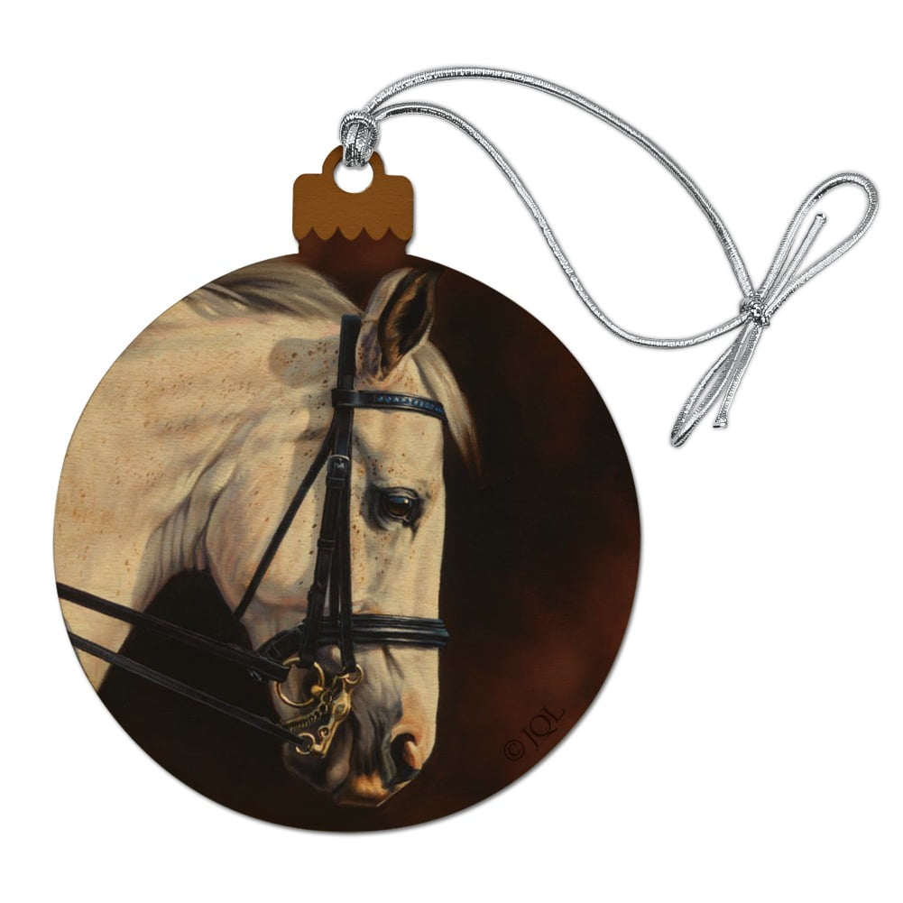 Beautiful White Horse Reins Tack Harness Wood Christmas Tree Holiday ...