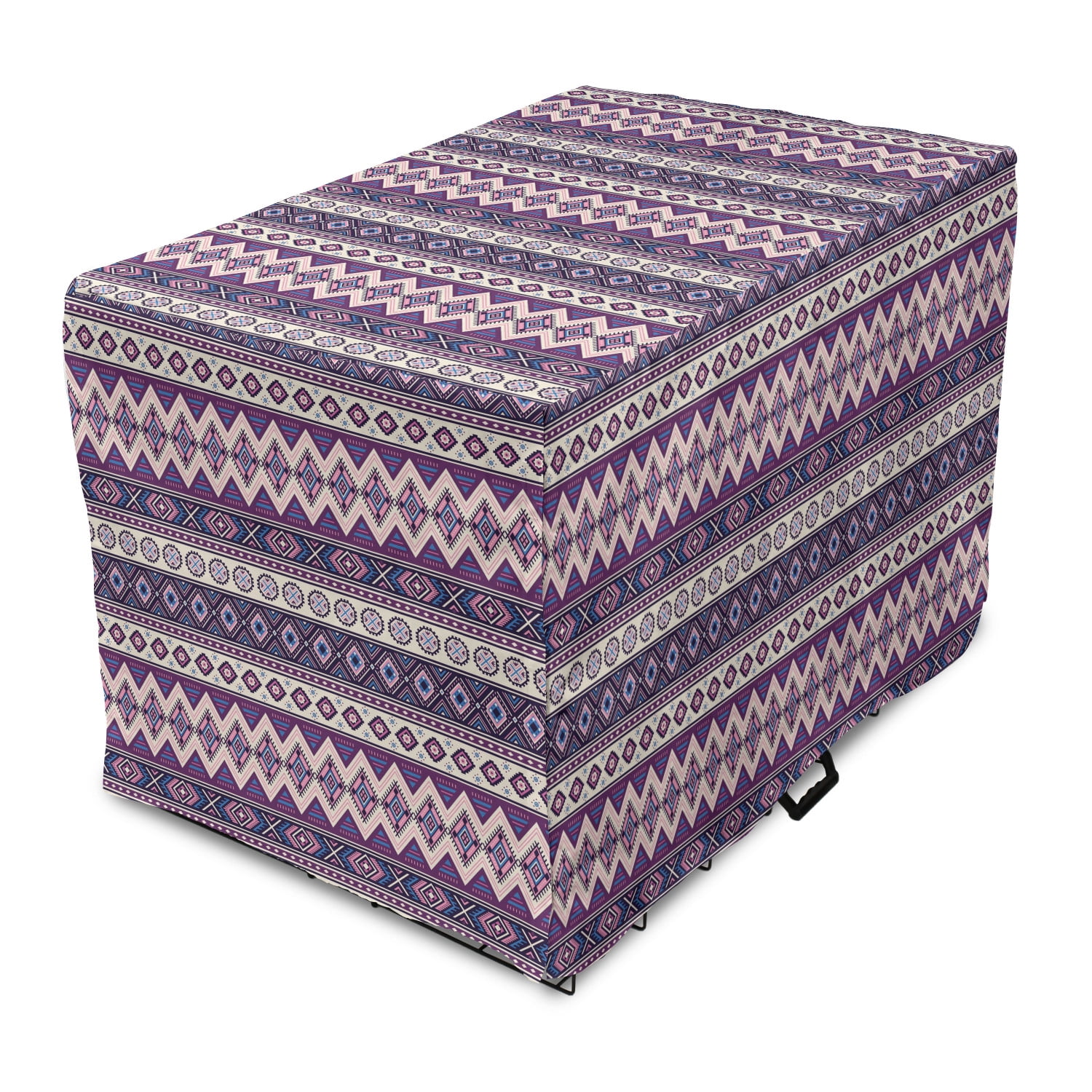 Aztec Dog Crate Cover, Art Modernized Tribal Triangles in Vivid Purple ...
