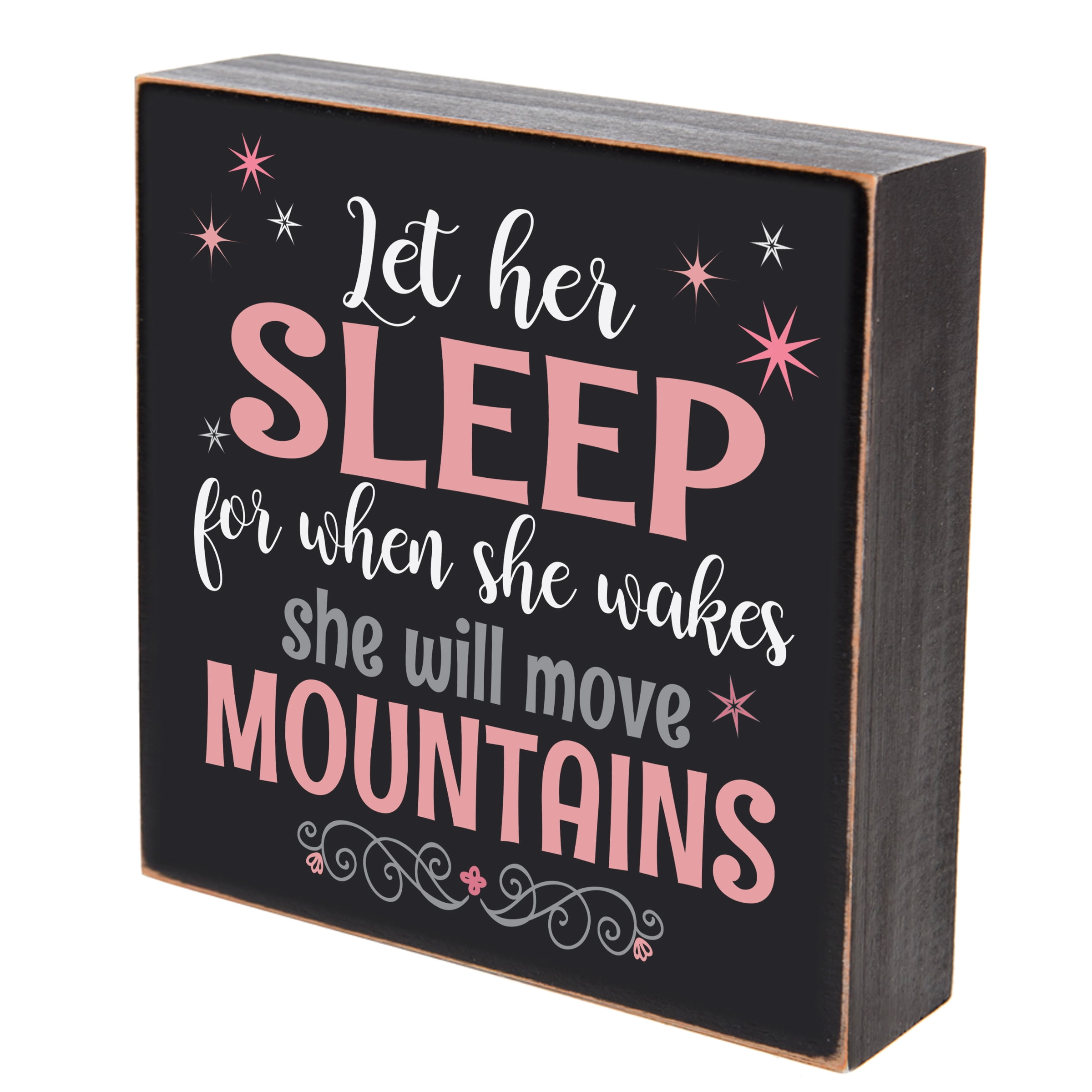 Let Her Sleep - Wall Art Print Sign for Girls Pink - Walmart.com