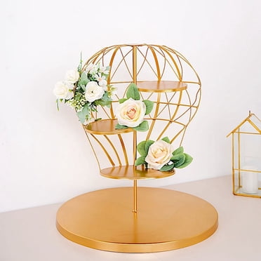 BalsaCircle 23 in Gold 3 Tier Round Metal Cake Dessert Stand Clear ...
