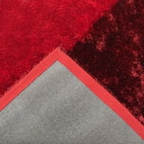 8x10ft Thick Pile Living Room Rug, Dark Red Light Red, Large Geometric ...