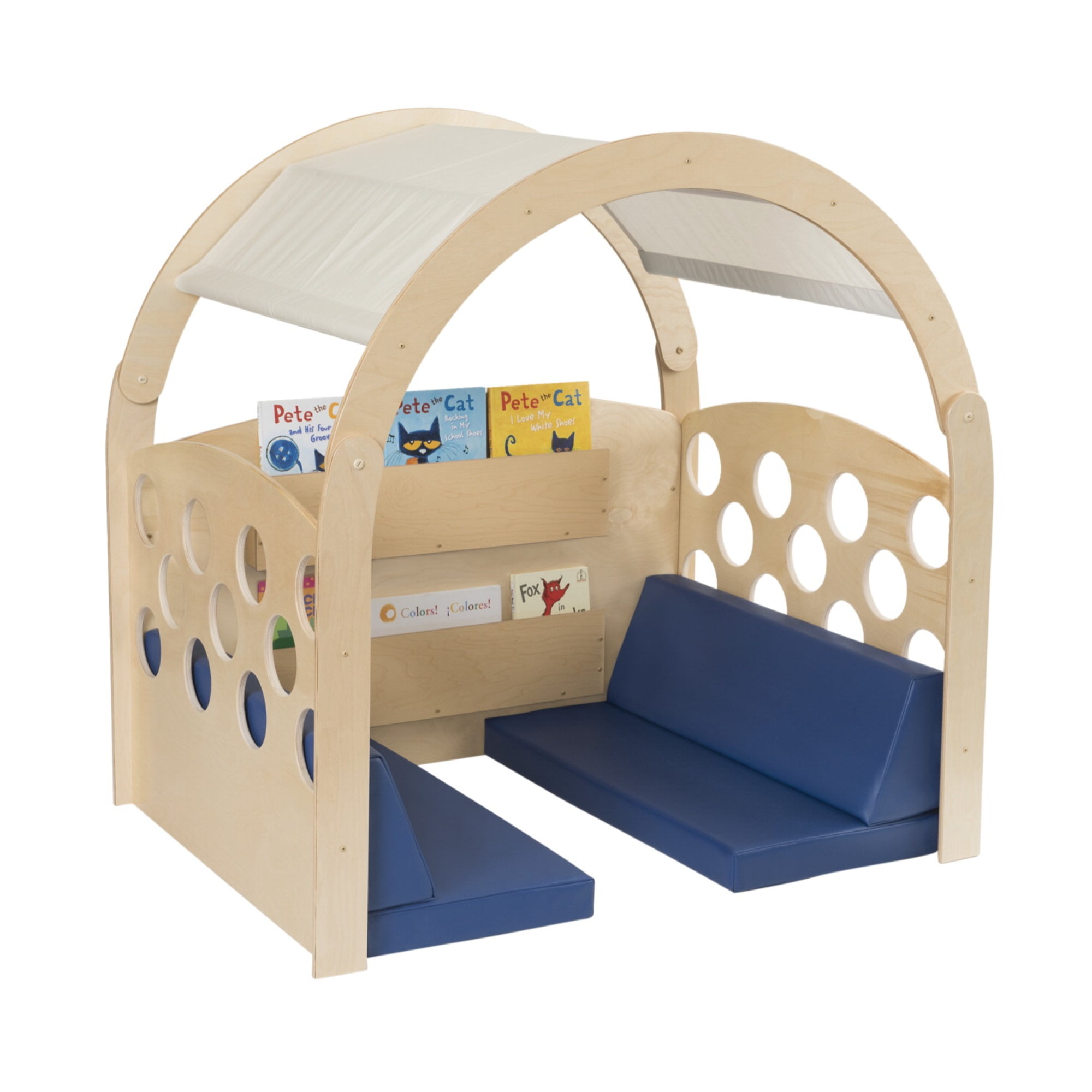 Childcraft Reading Nook, Tan/Red Canopy with Blue Cushions, 49-1/2 W x ...