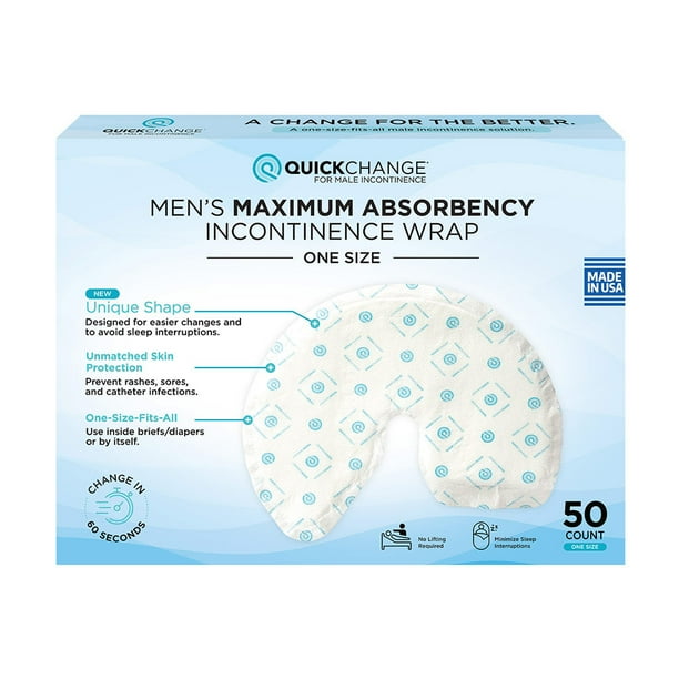 QuickChange Men’s Maximum Absorbency Incontinence Wrap, One-Size, 50 ...