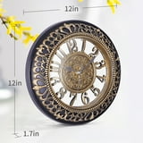 VOCOO 12'' Wall Clock Retro Silent Large Vintage Clocks Decorative for ...