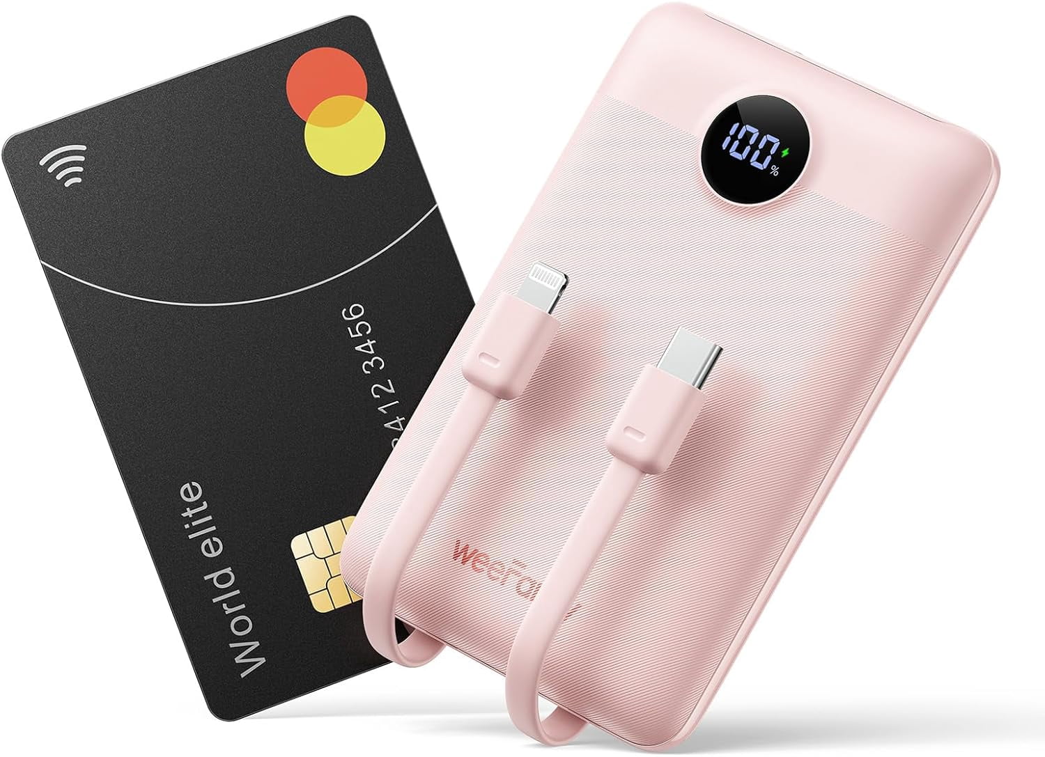 SHIQI-Mini Power Bank with Built in Cable, 10000mAh Portable Charger ...