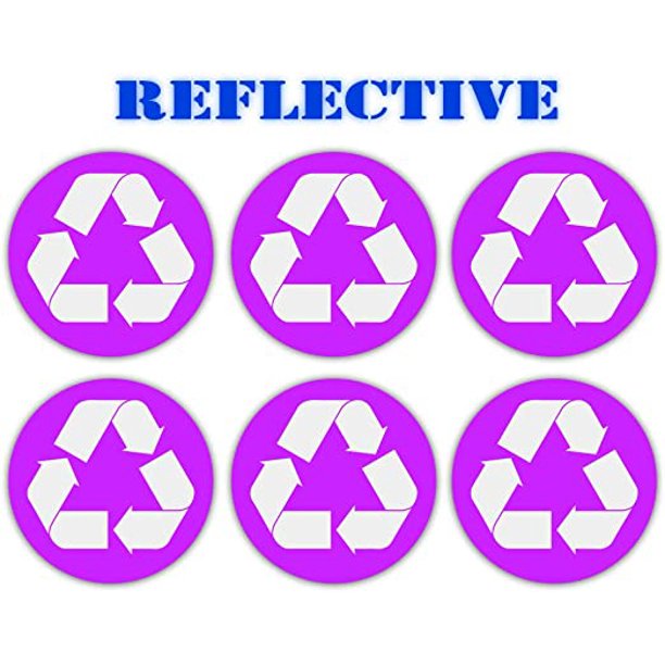 (6 pack) - REFLECTIVE Recycle Sign Purple sticker decal | Hard Hat ...