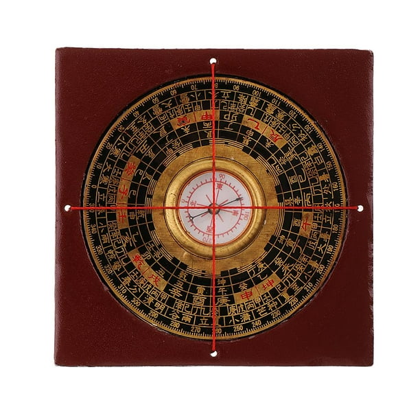Square Chinese Compass Fengshui Tool Collectables Ancient Chinese Luo Pan Compass With Wooden