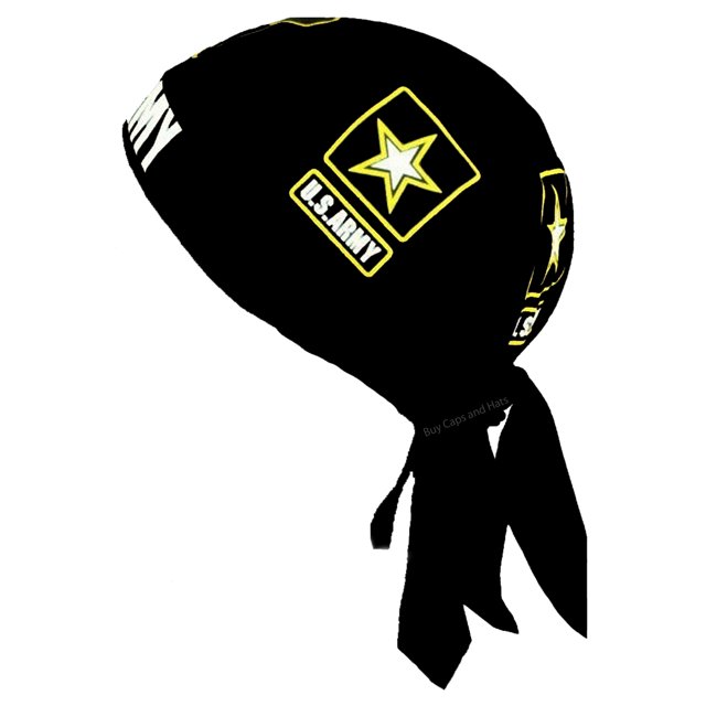 Army Doo Rag Cap with Sweatband Black Cotton Durag Bandana Headwrap ...