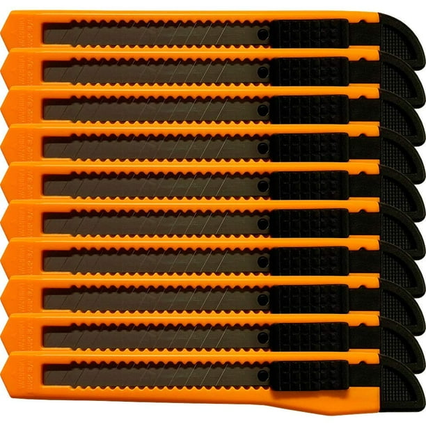 10x Bulk Small Neon Orange Utility Knife Box Cutters Snap Off Blade 9MM ...