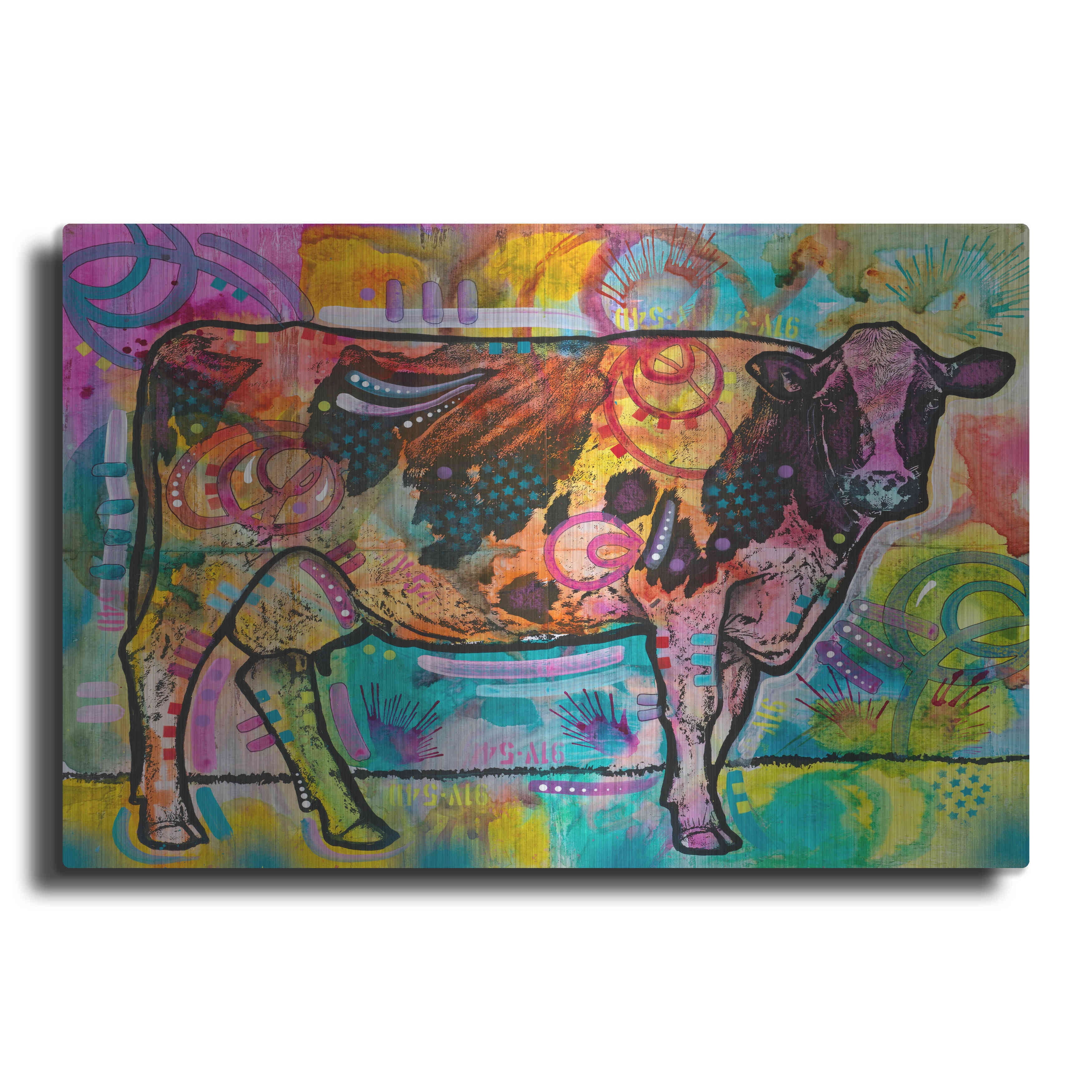 Luxe Metal Art 'Cow - Mooove Over Rover' by Dean Russo, Metal Wall Art ...