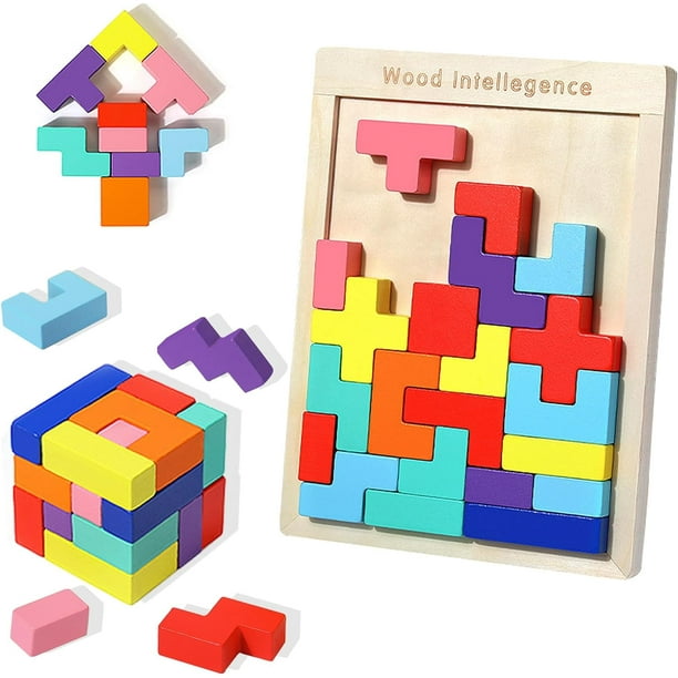 EACHHAHA 3D building block puzzle 3-year-old wooden toy Montessori toy ...