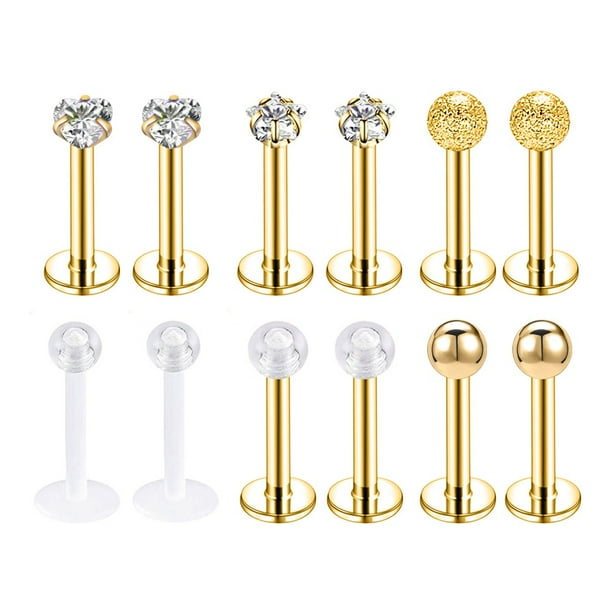 ZS 12Pcs/Set 16G Lip Studs Star Medusa Lip Piercing Heart Cartilage ...