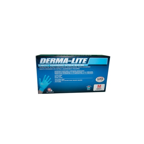 6609 Derma-Lite Lightly Powdered Disposable Nitrile 5 Mil XL Gloves ...