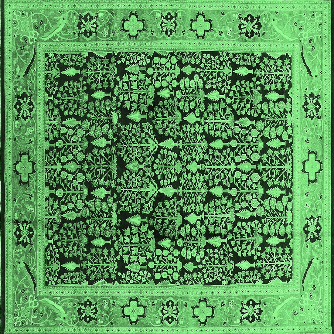 Ahgly Company Indoor Square Oriental Emerald Green Industrial Area Rugs ...