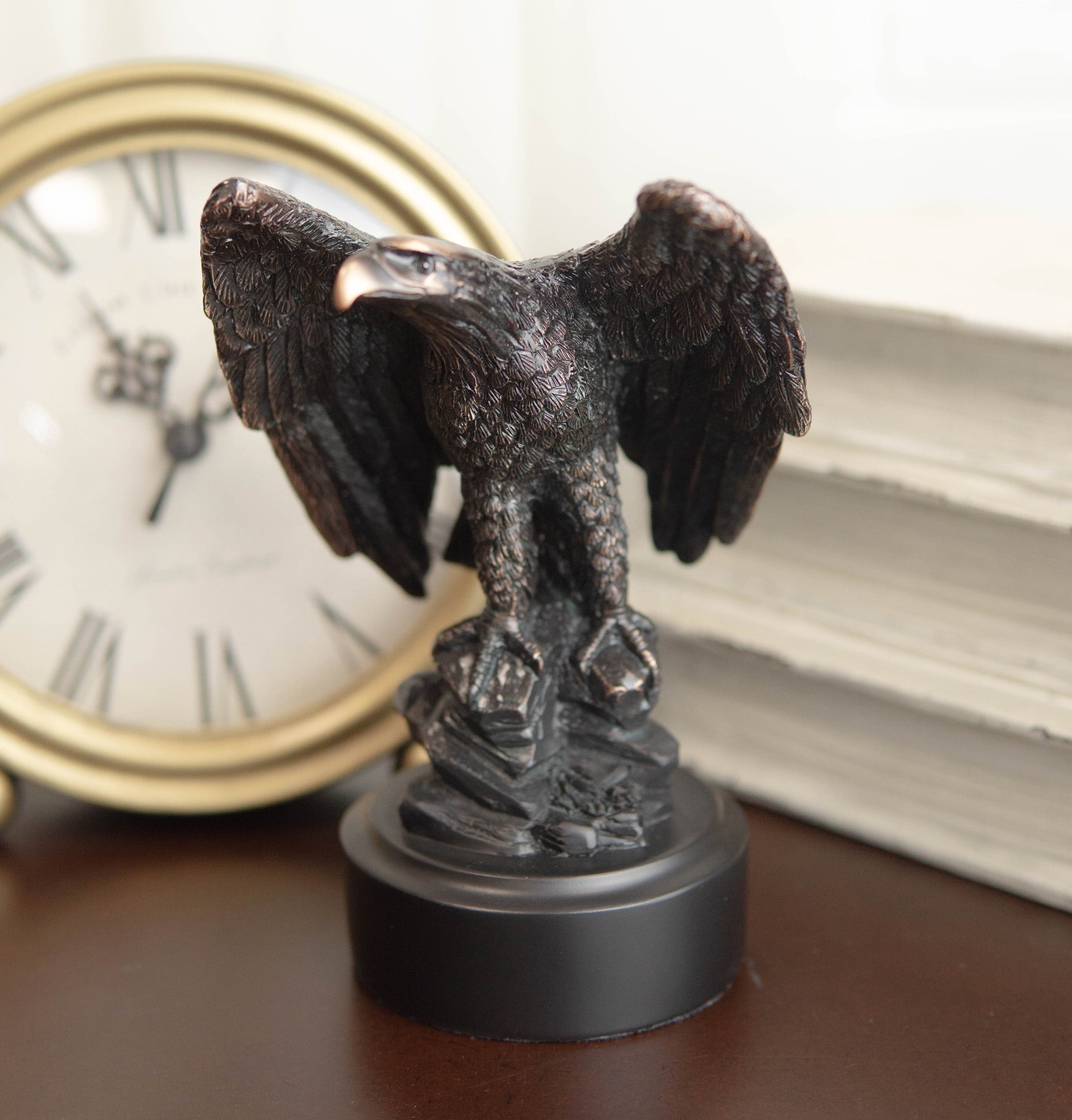 Ebros Surveyor Bald Eagle With Open Wings On Rock Electroplated Resin ...
