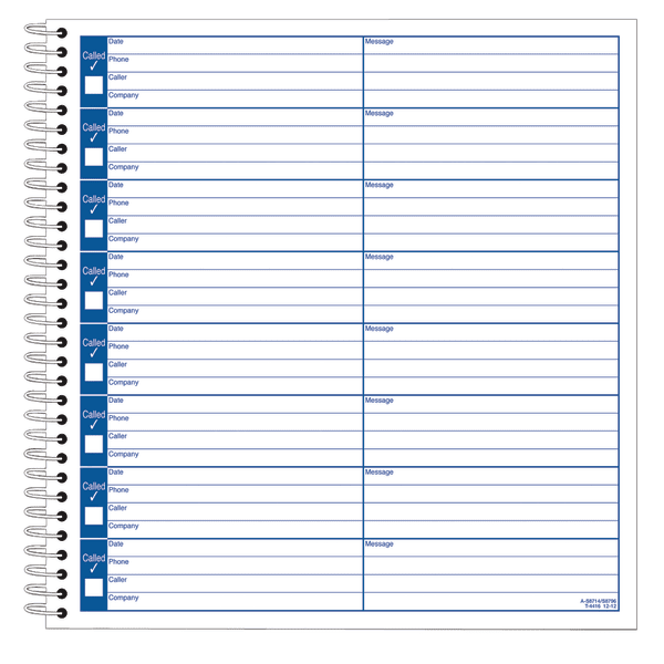 Adams Voice Mail Log, 8.5 x 7.5 Inch, Spiral Bound, 120 Forms per Book ...