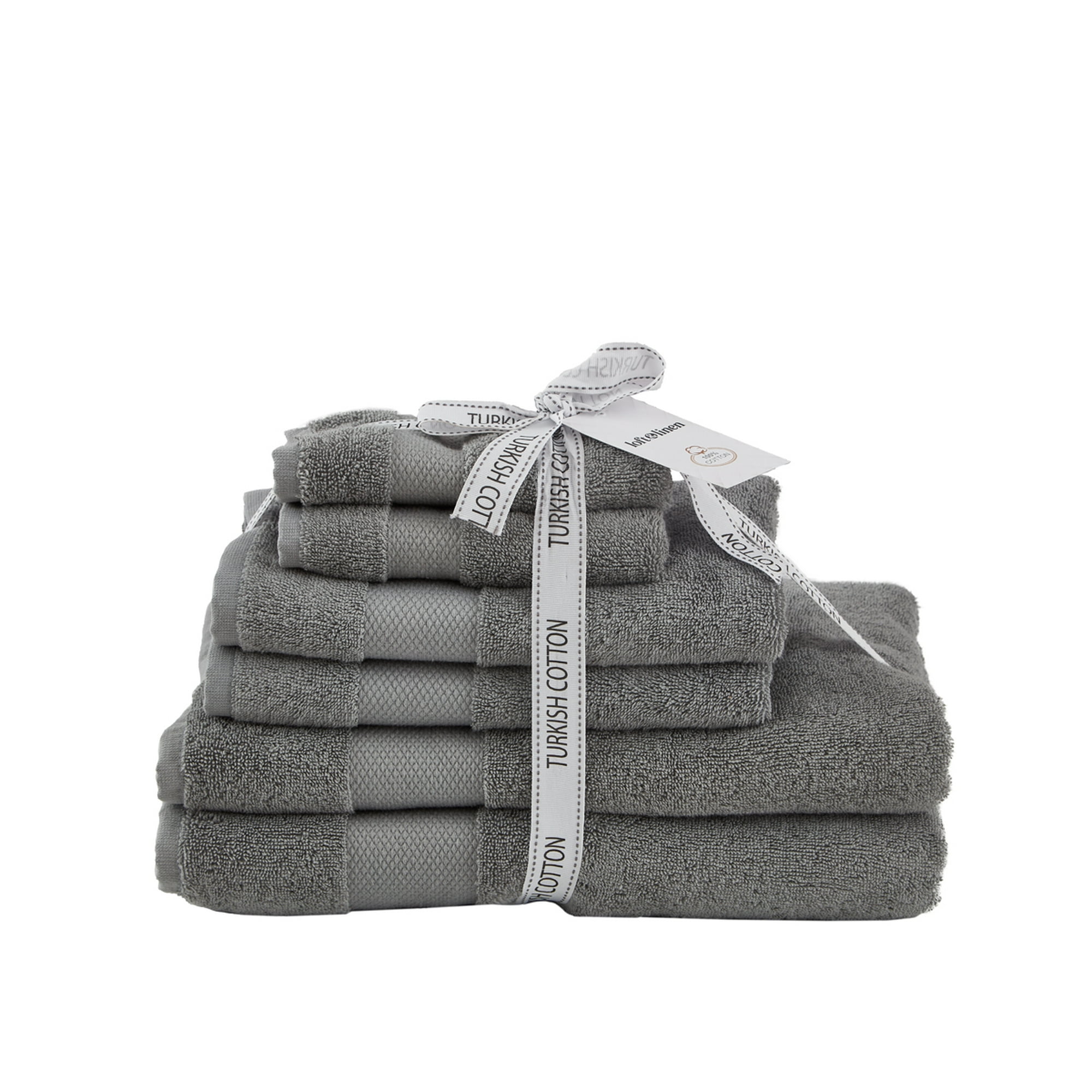 Click here for Fabstyles Diamond Turkish Towel Set Of 6 Grey 27 X... prices