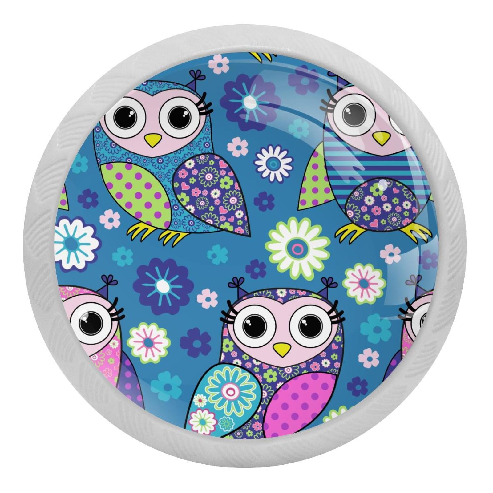 4PCS Round Owl Cabinet Fluorescence Knob Glowing in the Dark Furniture ...