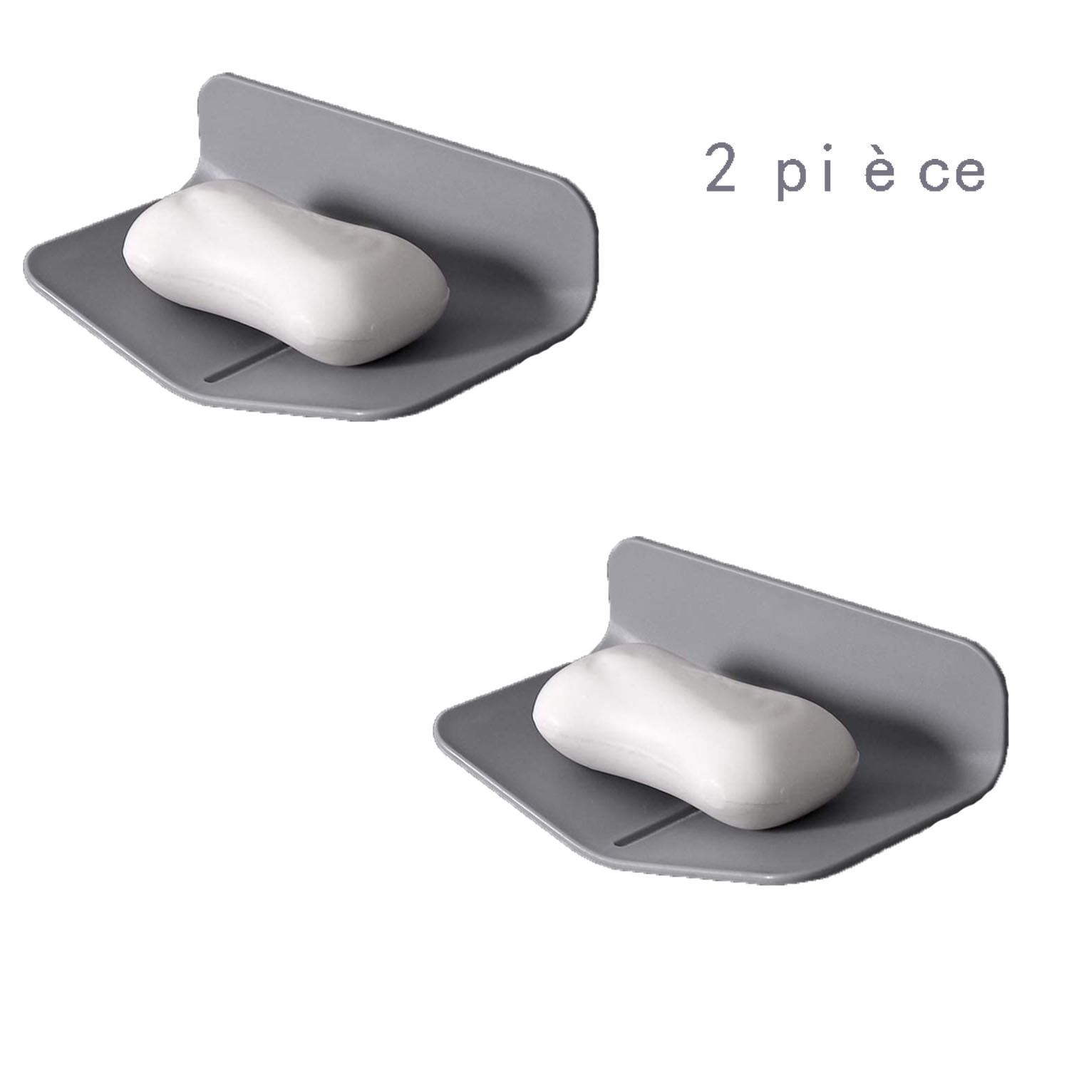 2 Piece Rubber Soap Dish No Drilling Self-Draining Soap Disc For ...