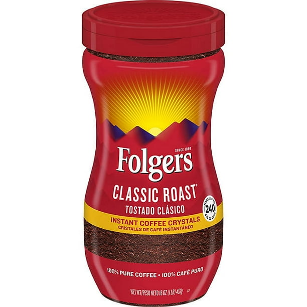 folgers classic roast instant coffee crystals 16 oz - Walmart.com
