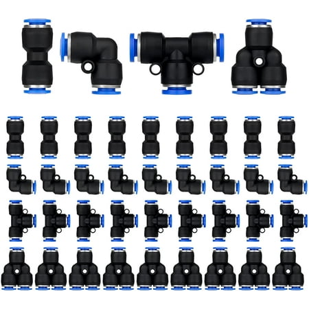 40 Pcs 6mm Push to Connect Tube Fittings, Quick Release Air Line ...
