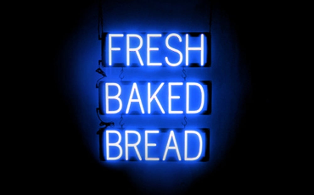 SpellBrite FRESH BAKED BREAD LED Sign for Business. 20.5" x 23.8" Blue ...