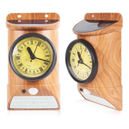 wuaynoat Solar Lights with Clock Outdoor Waterproof LED Clock Induction ...