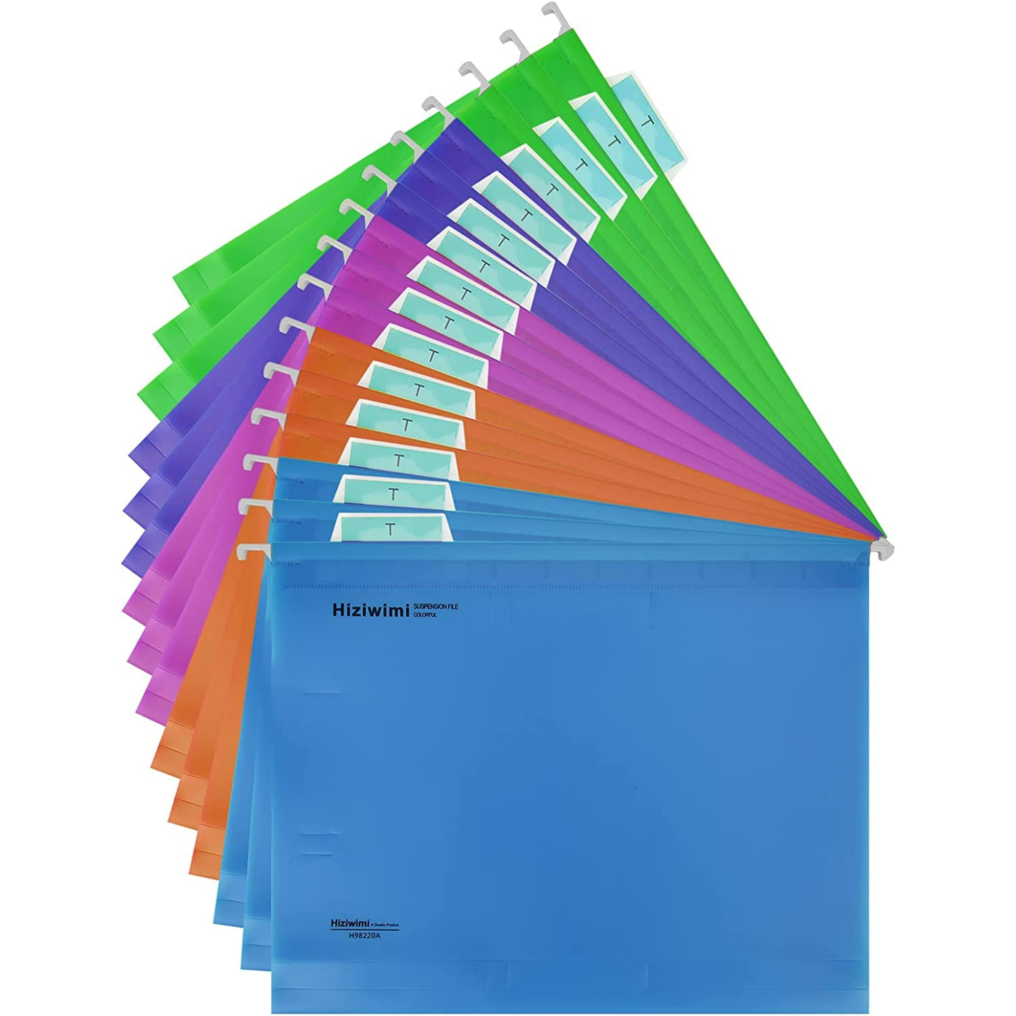 Hiziwimi A4 Suspension Files With Tabs And Inserts Hanging File Folders  Assorted Colors  15 Count