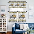 Farm Truck Kitchen Curtains Set for Windows, Black Plaid Sunflower Car ...