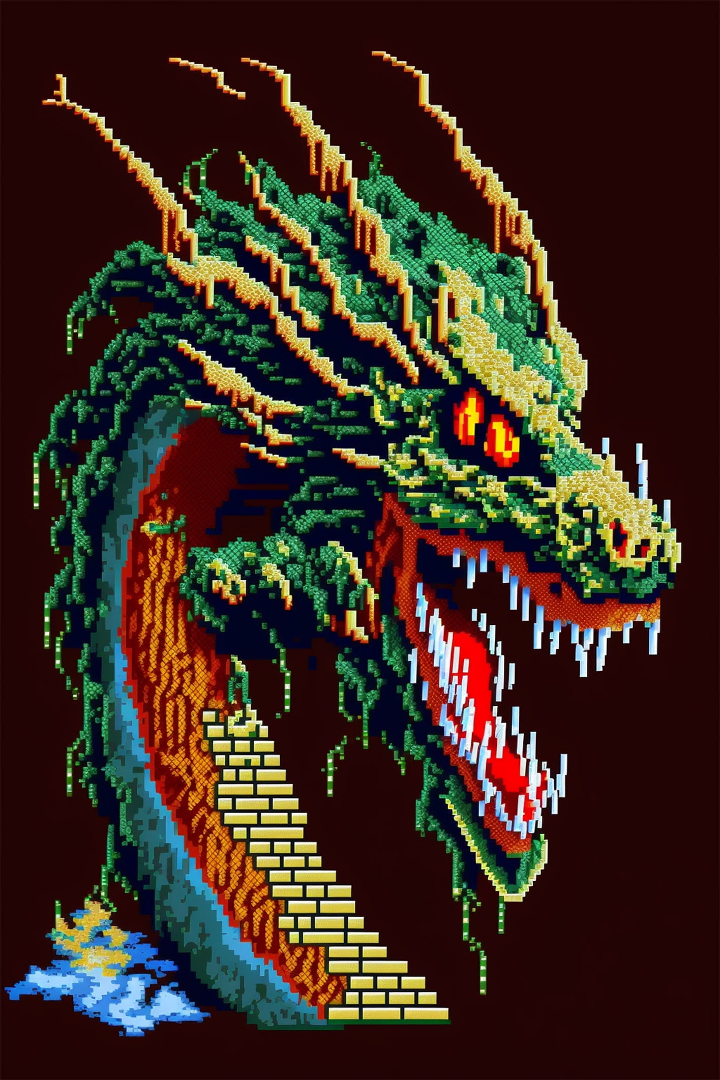 24x36 gallery poster, 8bit Chinese Dragon p5 - Walmart.com