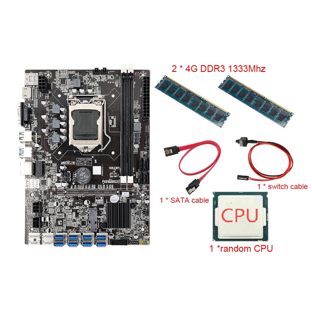 Buy Mining Board Onboard 100M Network Desktop PC Upgrade Accessories B75 USB 3 2 Computer ...