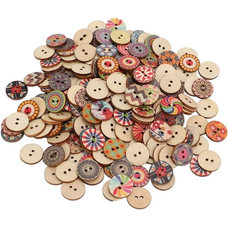 Mixed Color Wood Buttons, Natural Round Shapes Retro Buttons Random ...