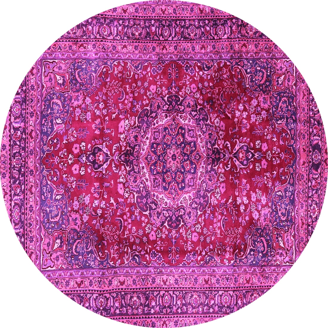 Ahgly Company Indoor Round Medallion Pink Traditional Area Rugs, 8 ...