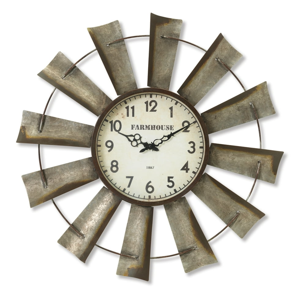 Gerson 27.1-Inch Diameter Battery-Operated Metal Windmill Clock ...