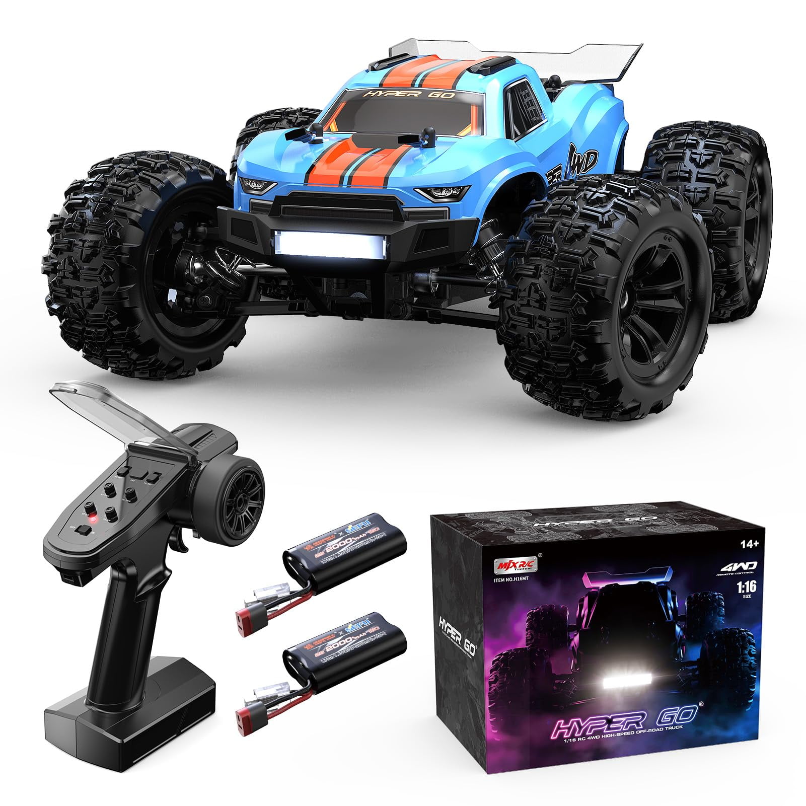 MJX Hyper GO H16MT 1/16 4X4 RTR Brushless Fast RC Cars for Adults, Max ...