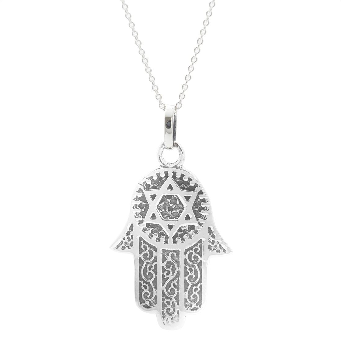 Silverly Women's 925 Sterling Silver Hamsa Fatima Hand Star Protection ...