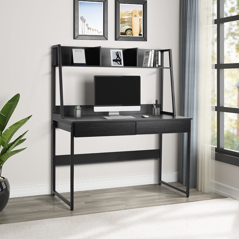 Veryke 56" Home Office Metal Frame Computer Desk Study Workstation with ...