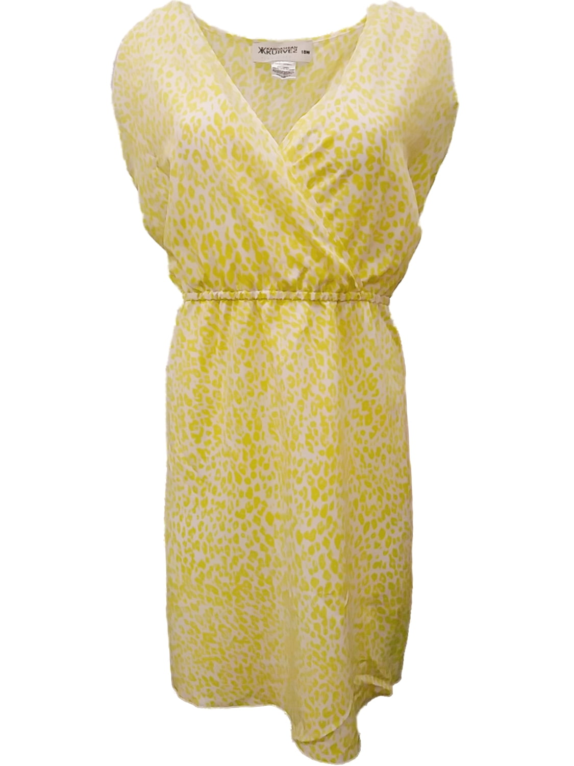 Kardashian Collection Womens Bright Yellow Cheetah Print Sun Dress ...