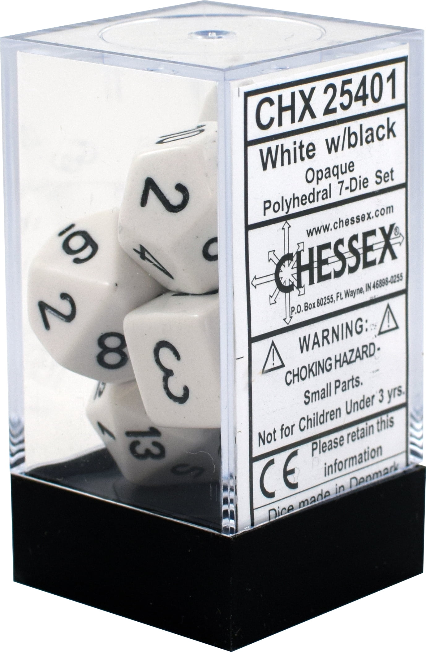 Chessex Opaque White w/ Black Polyhedral 7 Dice Set CHX25401 - Walmart.com