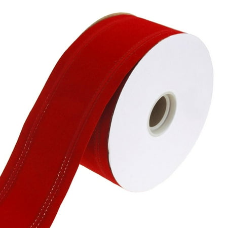 Waterproof Velvet Dual Christmas Ribbon Wired Edge, Red, 4-Inch, 25 ...