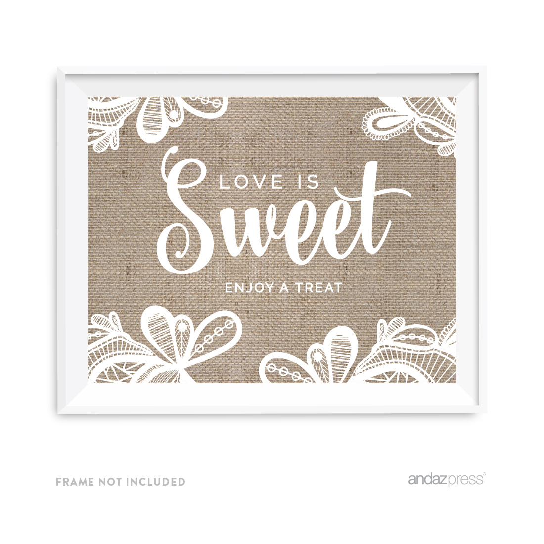 Love Is Sweet, Enjoy A Treat Burlap Lace Wedding Party Signs - Walmart.com