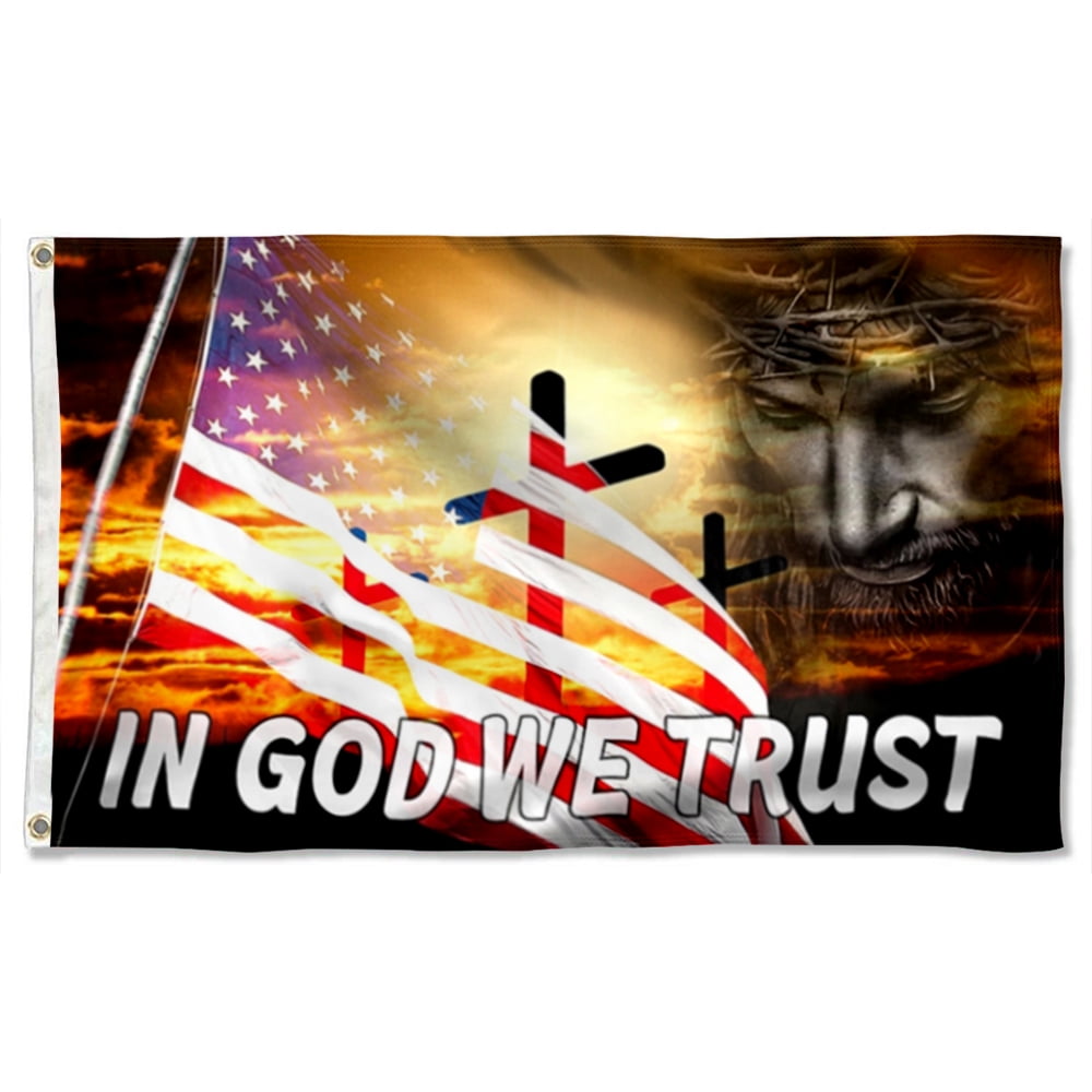 Cayyon Jesus Flag 3x5Feet Jesus Grommet Flag In God We Trust Flag ...