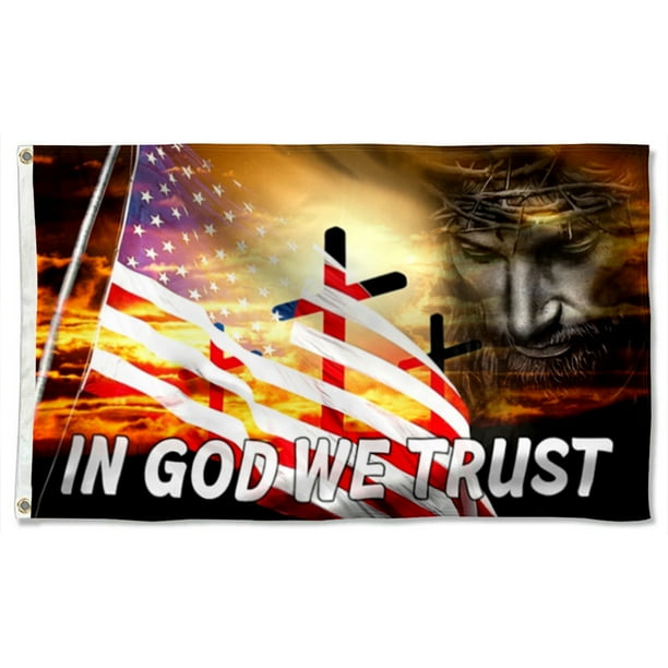 Cayyon Jesus Flag 3x5Feet Jesus Grommet Flag In God We Trust Flag ...