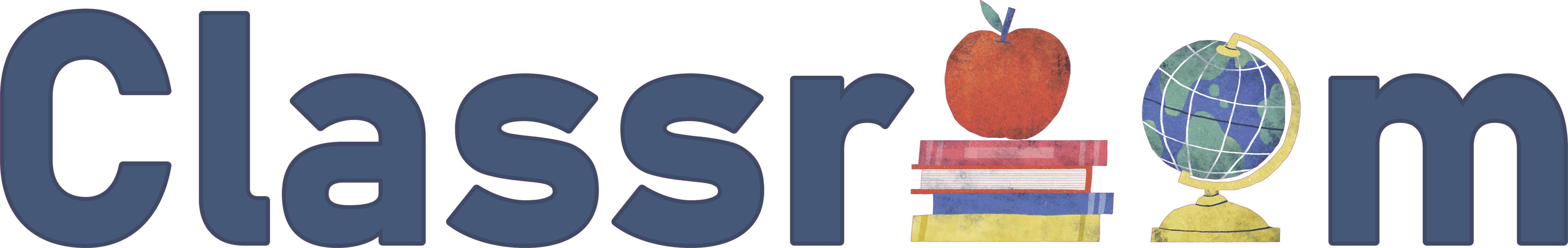 Classroom Logo with Table Apple on Books with Globe Design Vinyl Wall ...