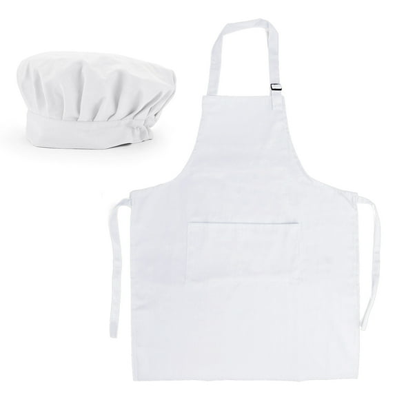 Opromo 6-Pack Cotton Canvas Adjustable Apron and Chef Hat Set-White-L ...