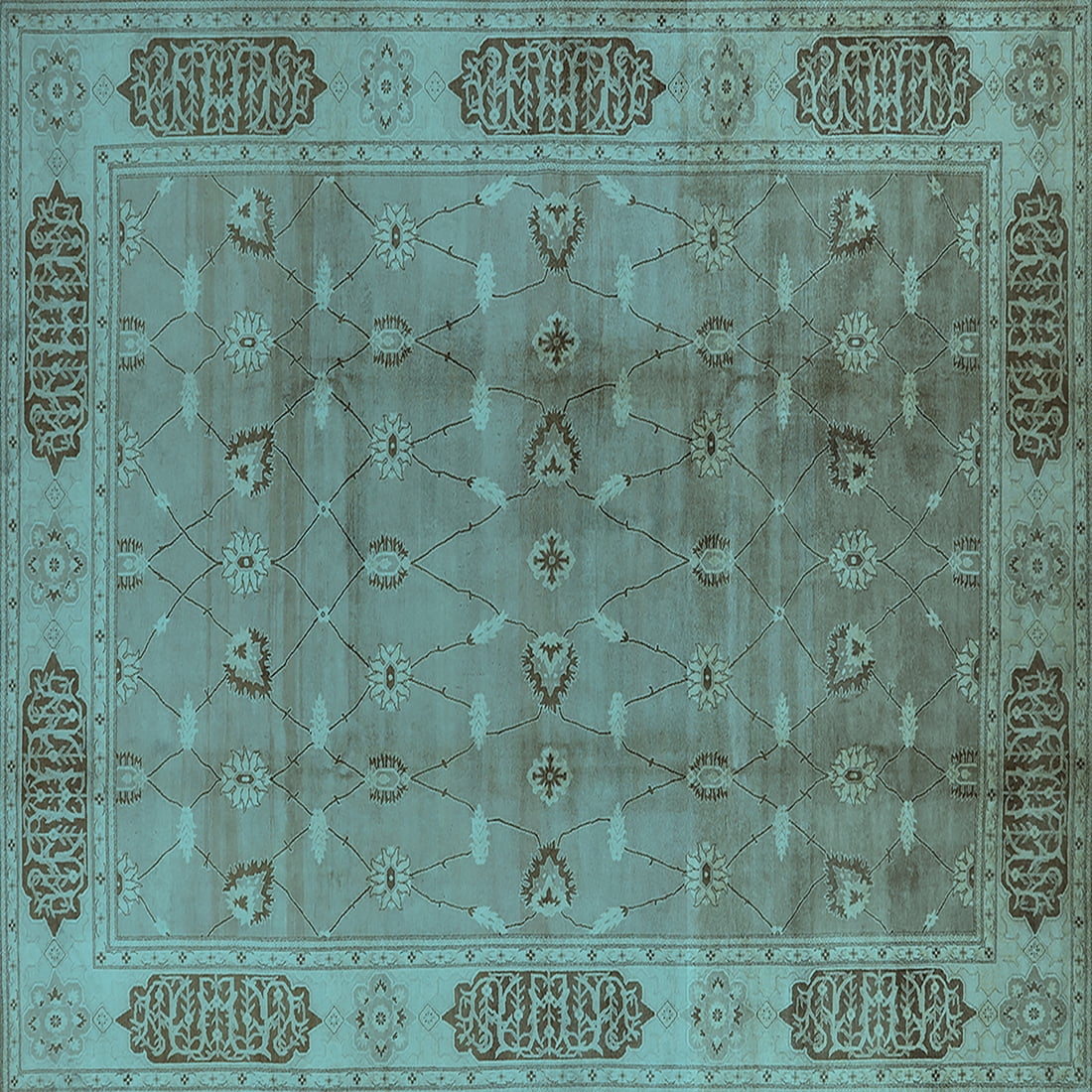 Ahgly Company Indoor Square Oriental Light Blue Traditional Area Rugs ...